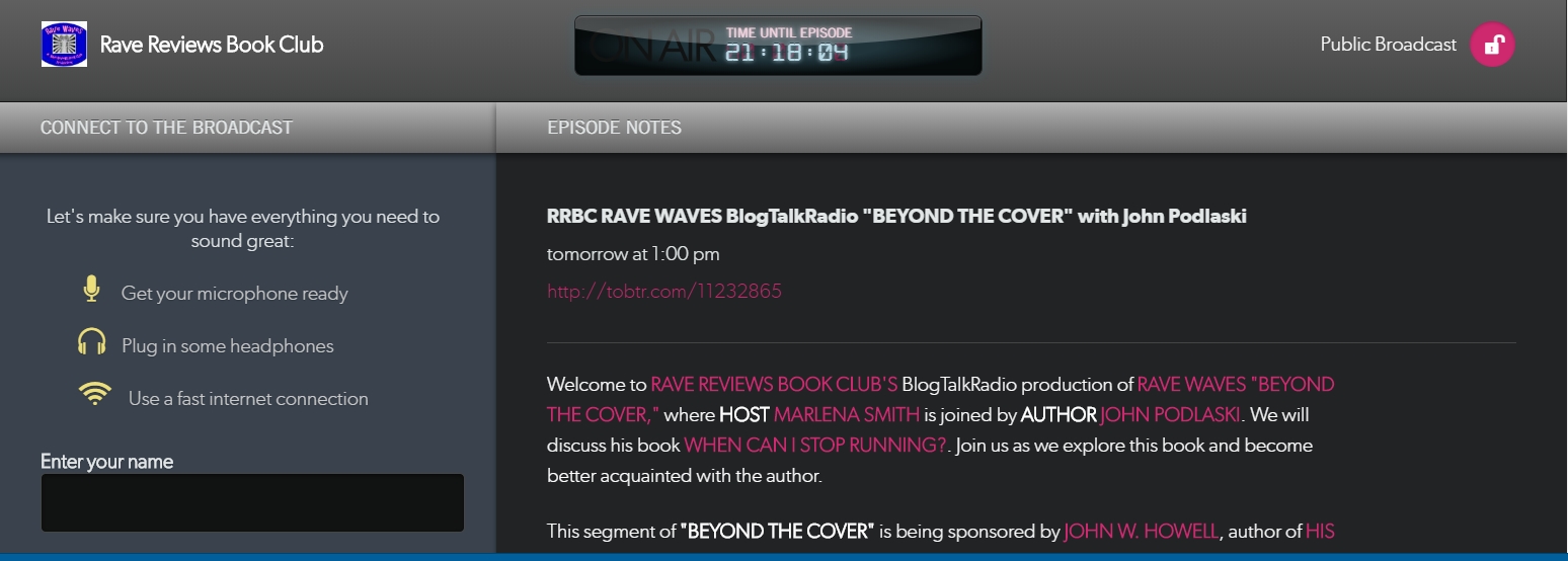 Blog Talk Radio Interview with author John Podlaski – CherriesWriter ...